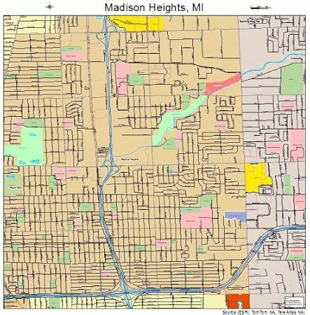 Amazon.com: Large Street & Road Map of Madison Heights, Michigan MI ...