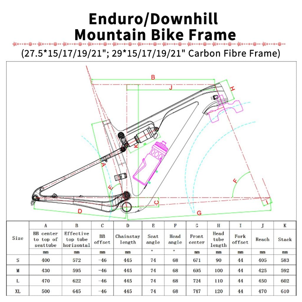 BSFHQS Full Suspension Enduro/Downhill Mountain Bike Frame 27.5/29er 15 ...