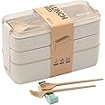 Rarapop 3-Compartment Stackable Bento Box with Utensils