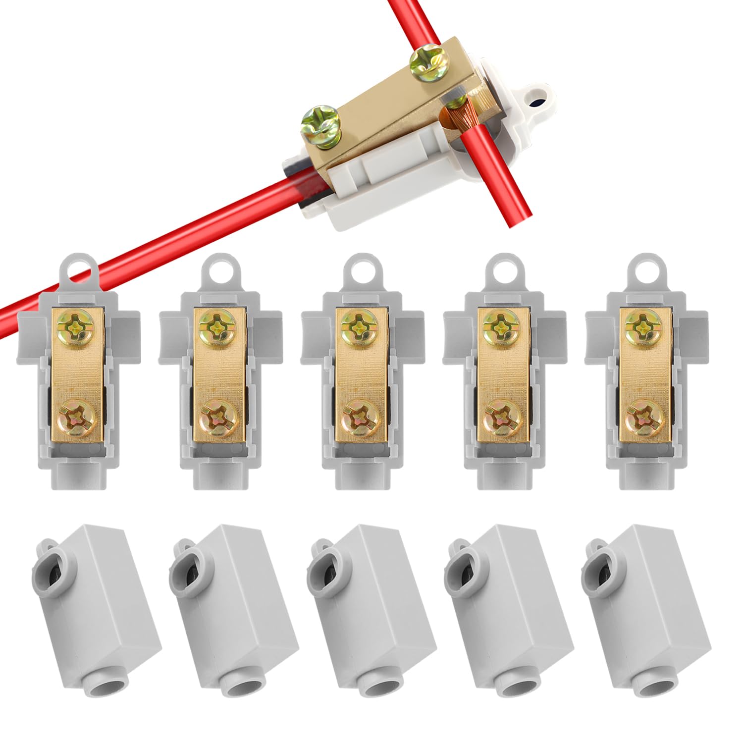 HUAREW 10Pcs 10 AWG Gauge T-Type Wire Connector Nut Kit, 60A Splicing ...