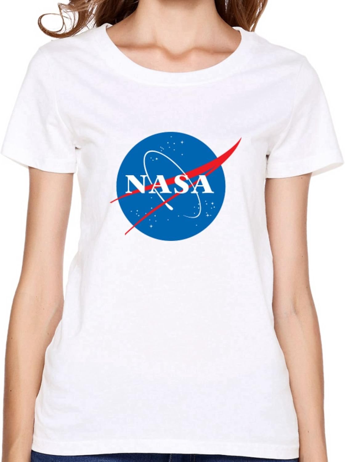 Women's NASA space program logo T shirt S White Short Sleeve: Amazon.ca ...