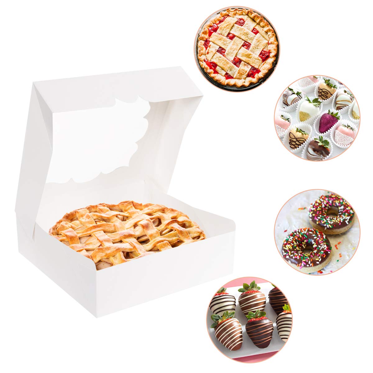 Mua 20 Pack Pie Boxes 10x10x3inch Bakery Boxes with Window Pastry Boxes ...