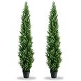 Amazon.com: 6 Foot Outdoor Artificial Cedar Tree for Front Porch Decor ...