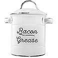 Amazon.com: AuldHome Grease Container, White Enamelware Bacon Grease ...
