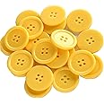 Amazon.com: GANSSIA 1 Inch (25mm) Yellow Buttons Sewing Flatback Button ...