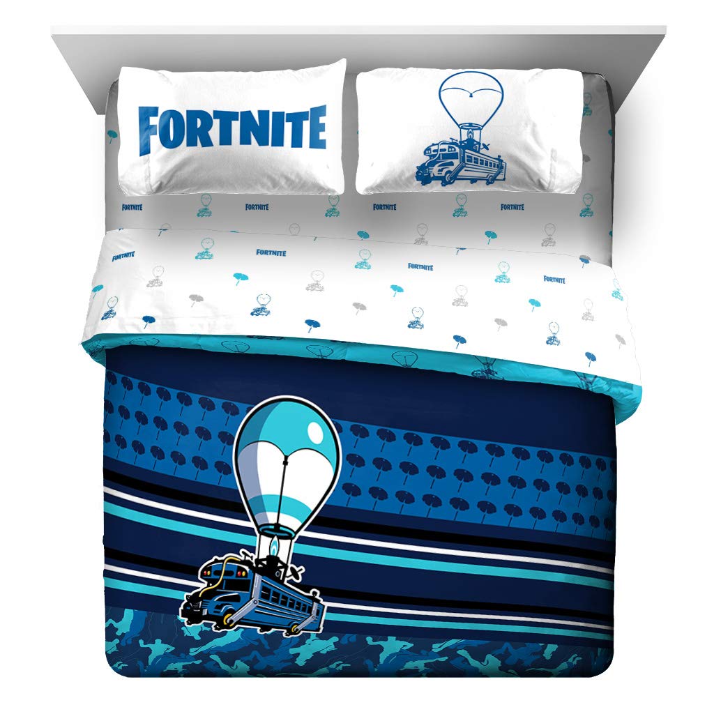 Jay Franco Fortnite Battle Bus 7 Piece Queen Bed Set - Includes ...