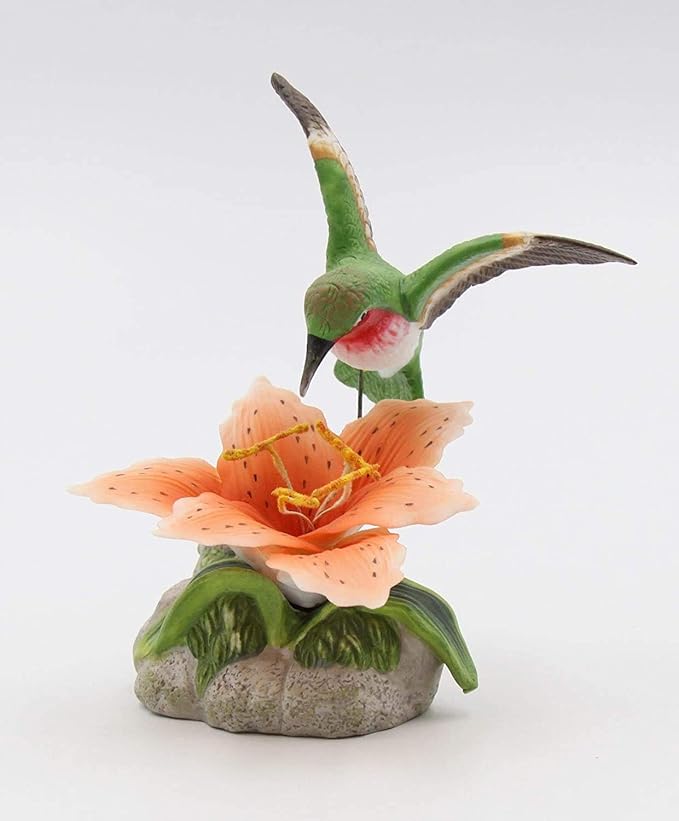 Amazon.com: Fine Porcelain Hummingbird with Stargazer Lily Flower ...
