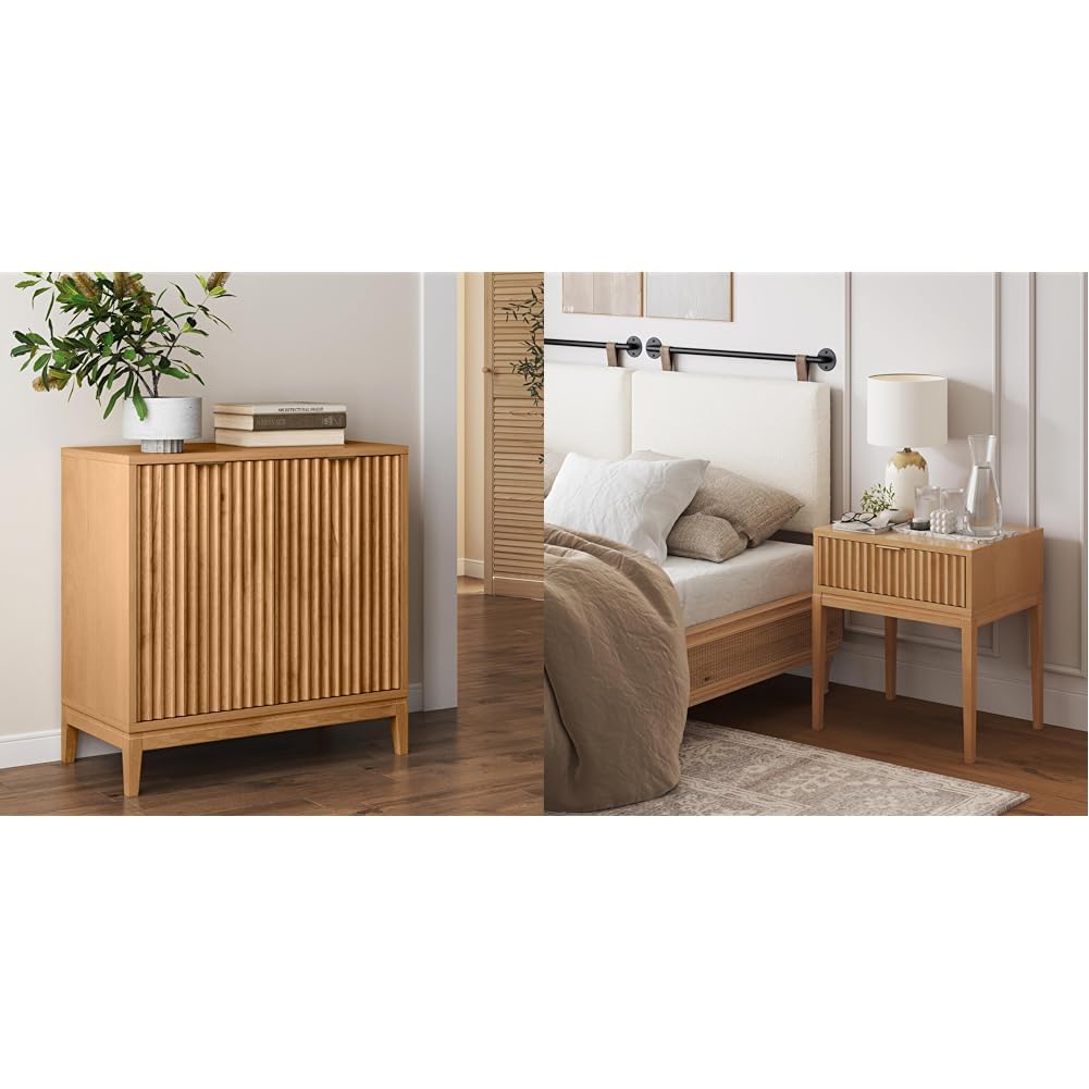 Nathan James Jasper Mid-Century Modern Storage Cabinet and Matching End ...