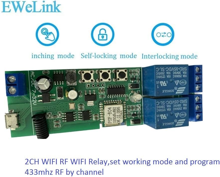 MHCOZY Ewelink WiFi Relay,Self-Locking/Momentary Timer Switch Module ...