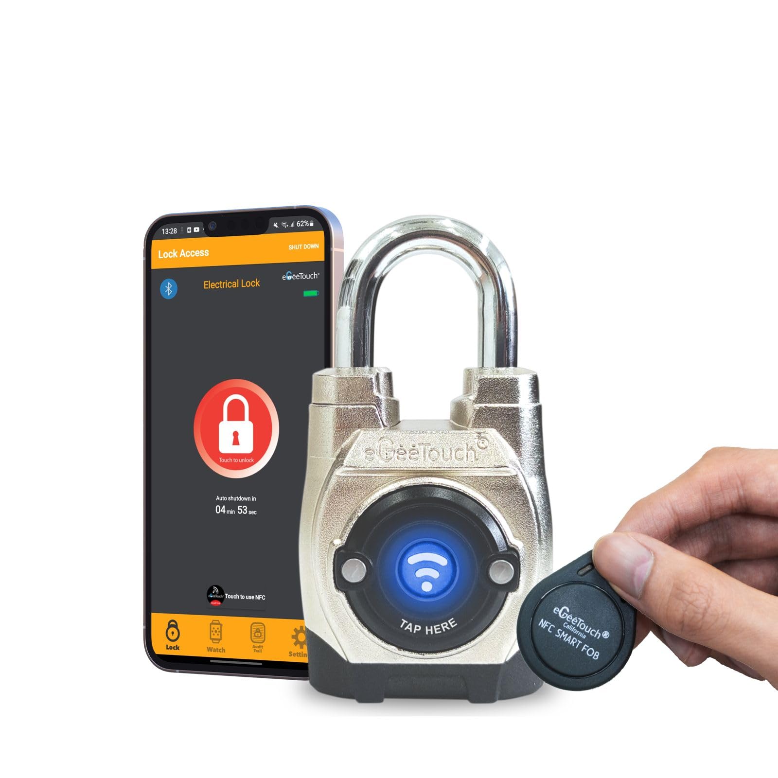 eGeeTouch 5th GEN Outdoor Smart Padlock – (Single, Short Shackle ...