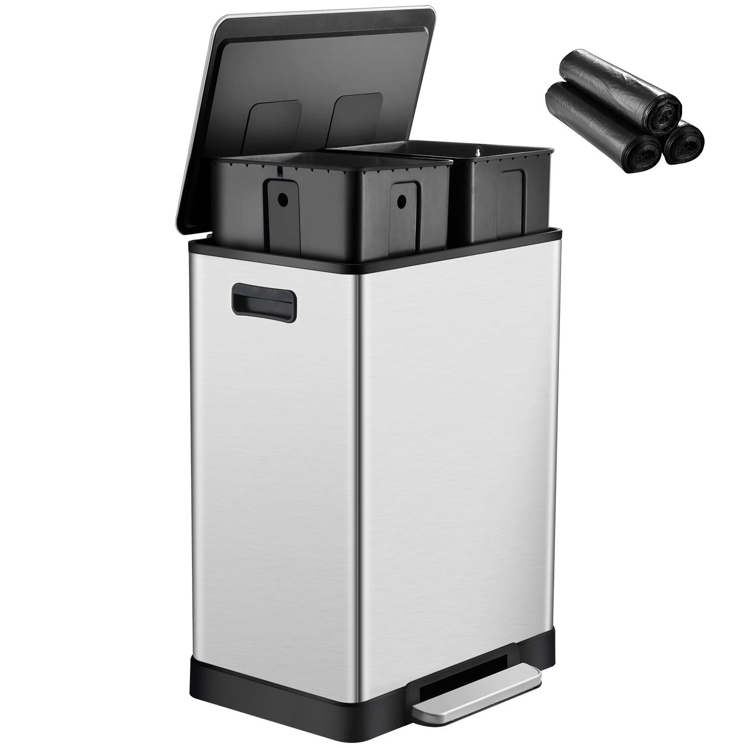 Stainless Steel Step Trash Can 16 Gallon Garbage Bin With Soft Close Stainless Steel Step Trash Can 16 Gallon Garbage Bin With Soft Close