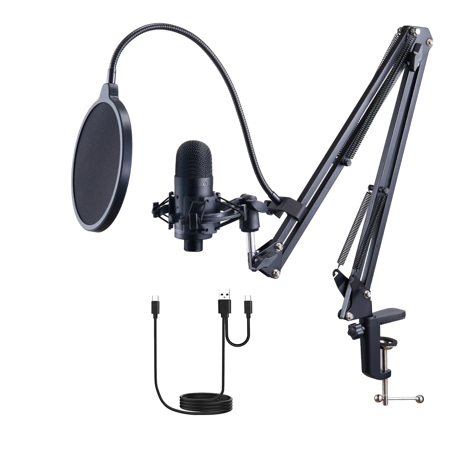 VEVOR USB Microphone, 192kHz/24-bit, Professional Condenser Microphone ...