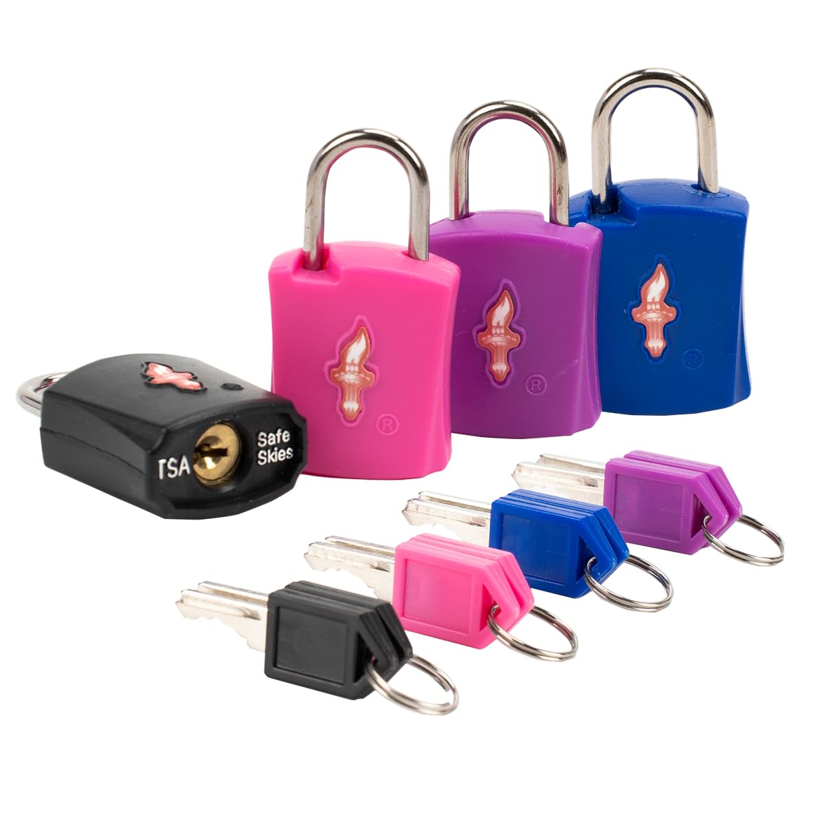 DUALCROWN 4 Pack TSA Approved Luggage Locks in Family Pack,Suitcase ...