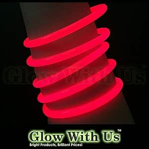 Amazon.com: Glow Sticks Bulk Wholesale Bracelets, 100 8” Red Glow Stick ...