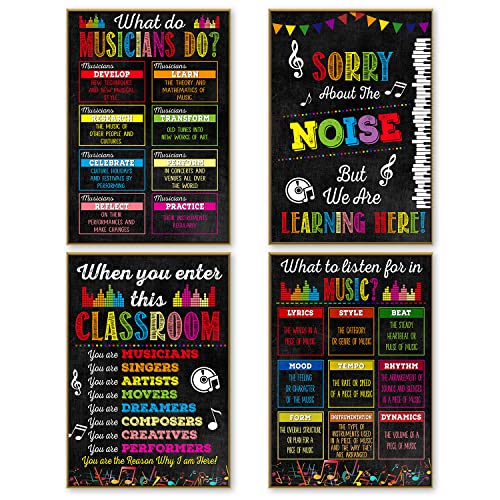 4 Pcs Music Posters (11x17 Inches)- Music Posters for Music Classroom ...