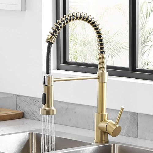 OWOFAN Kitchen Faucets with Pull Down Sprayer 304 Stainless Steel ...