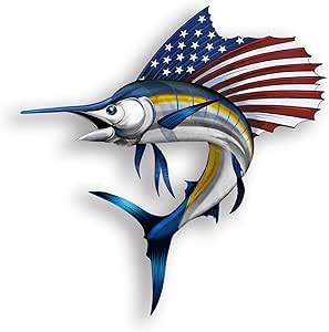 Amazon.com: 215 Decals USA Sailfish Fish Sticker 12 inch Patriotic ...