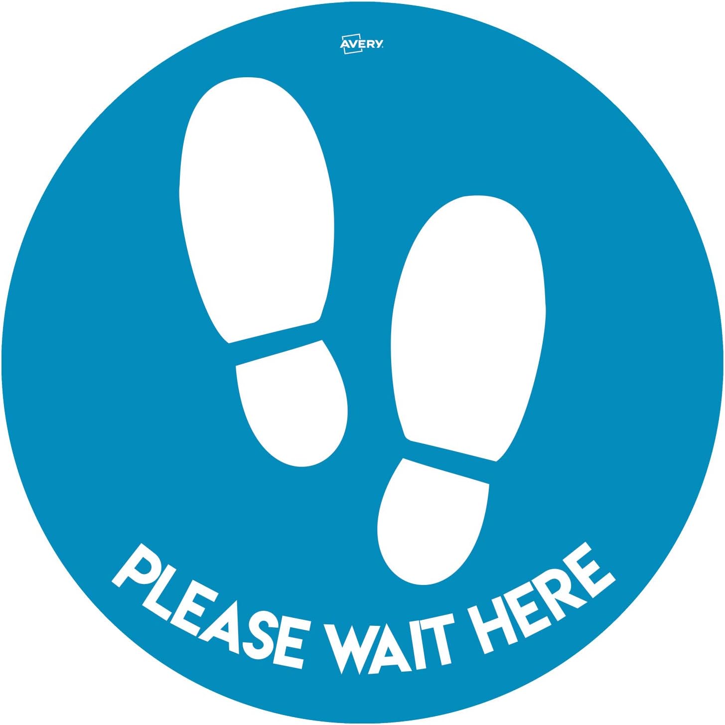 Avery Blue Wait Here Circular Floor Decals, self-adhesvie Round Floor ...