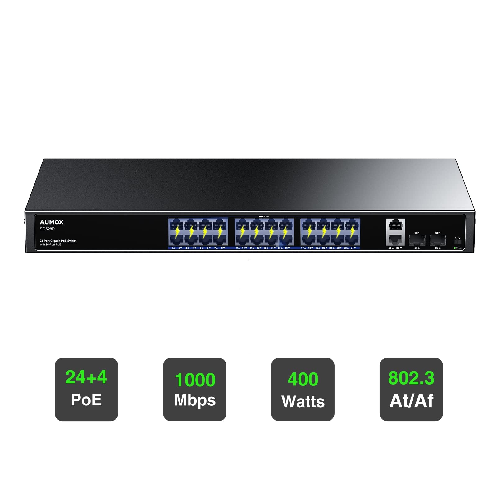 Mua 24 Port Gigabit PoE Switch, 28 Port PoE Switch Unmanaged 400W, with ...