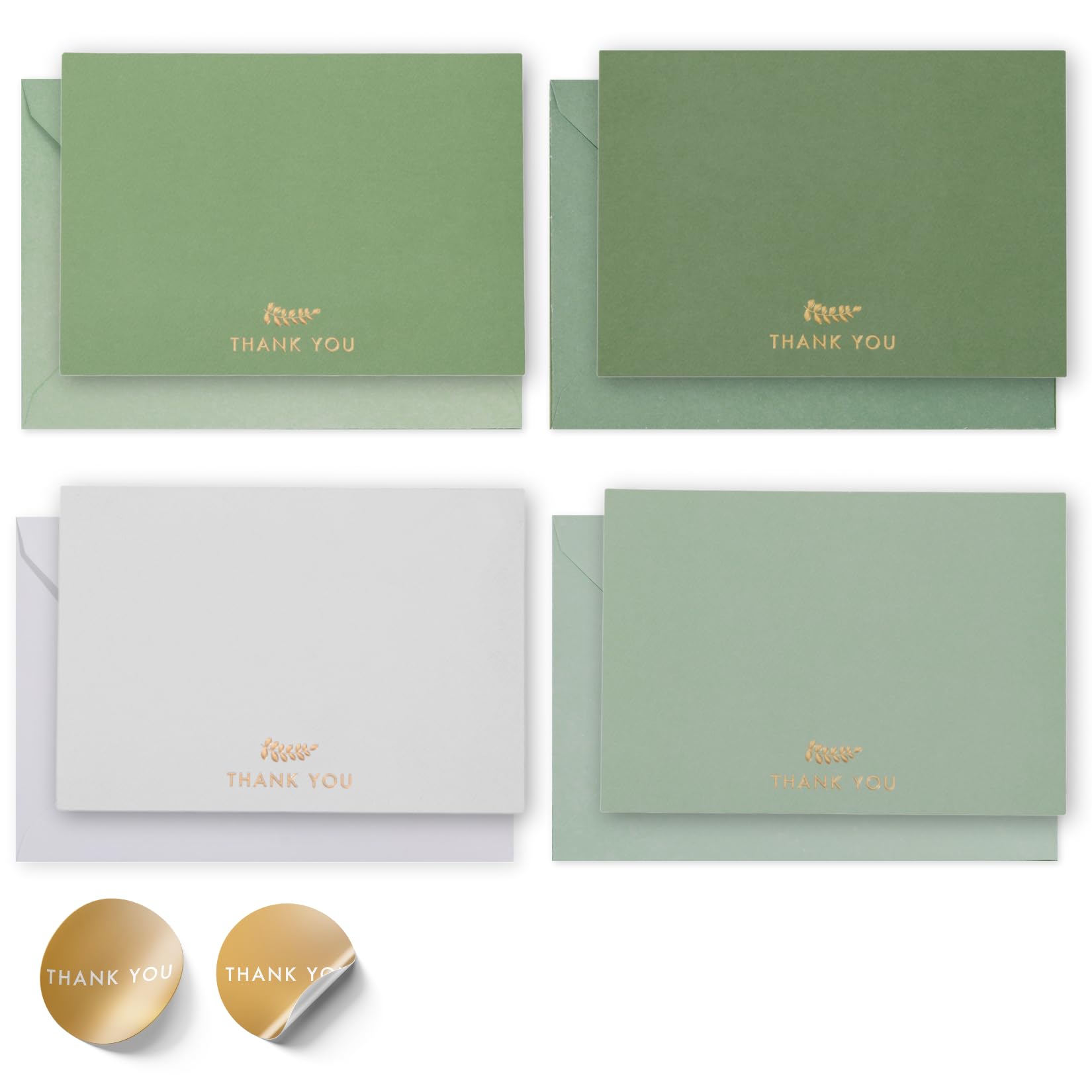 Gold Foil Thank You Cards Bulk Pack of 60, 5x3.5 Inch with Matching ...