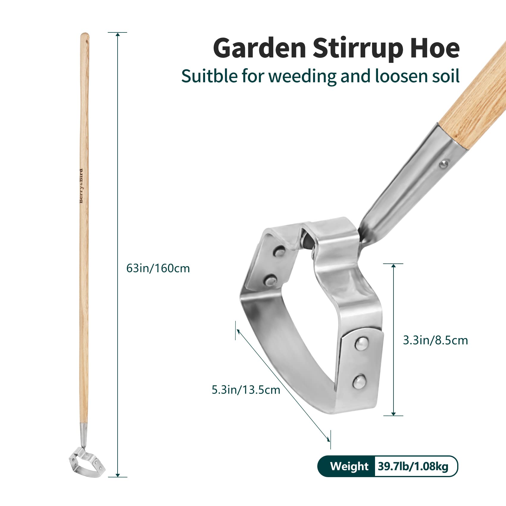 Mua Berry&Bird Garden Weeder Hoe, 63'' Stainless Steel Hula Hoe for ...