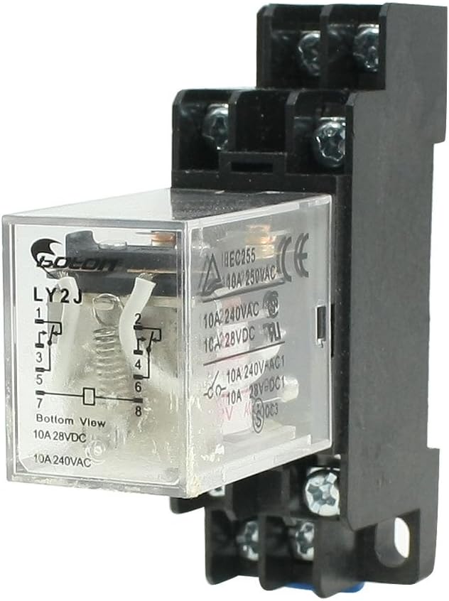 uxcell a13060500ux0313 AC 12V Coil 8 Pin 8 Pin 10A LY2J DIN Rail Electromagnetic Power Relay ...