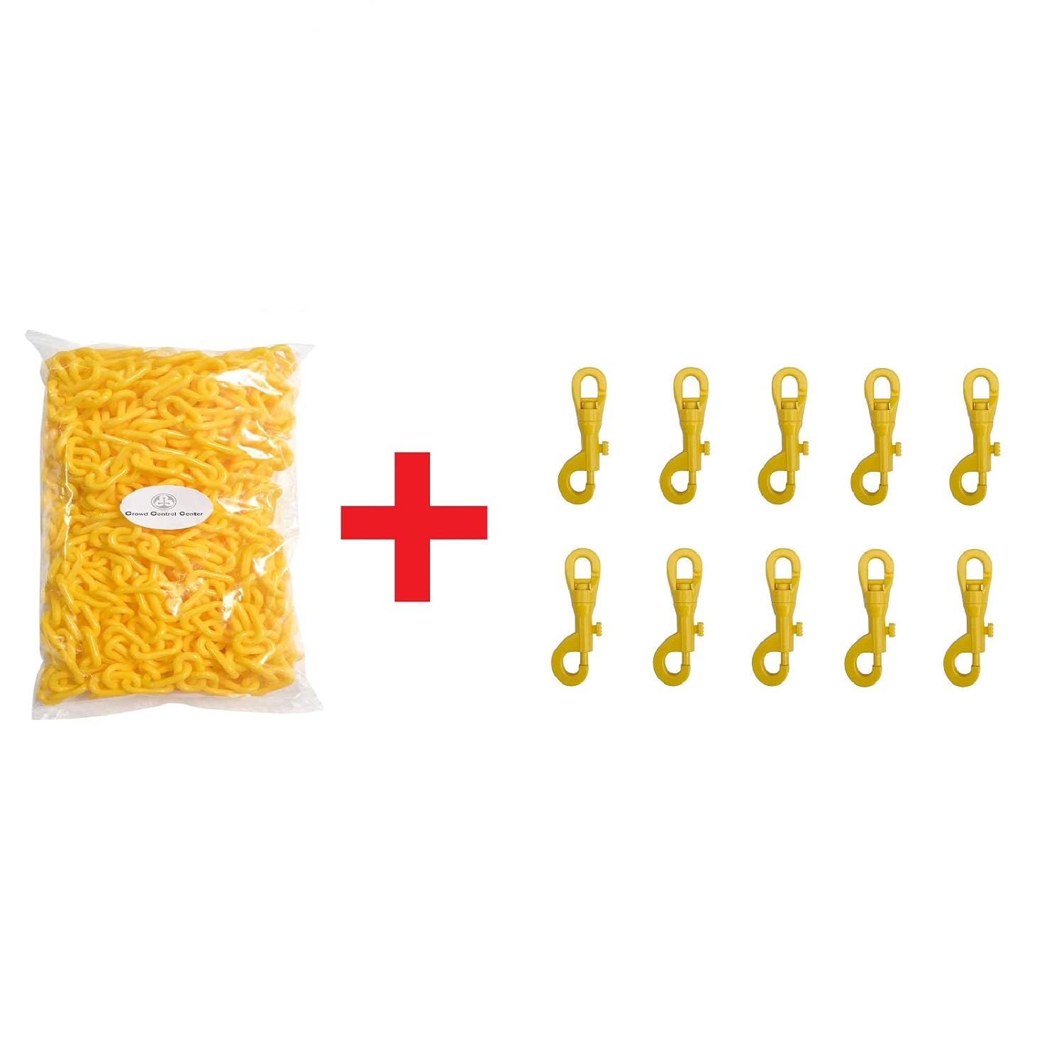 6mm 50' Plastic Chain in Yellow + Spring Loaded Plastic Clip, Plastic ...