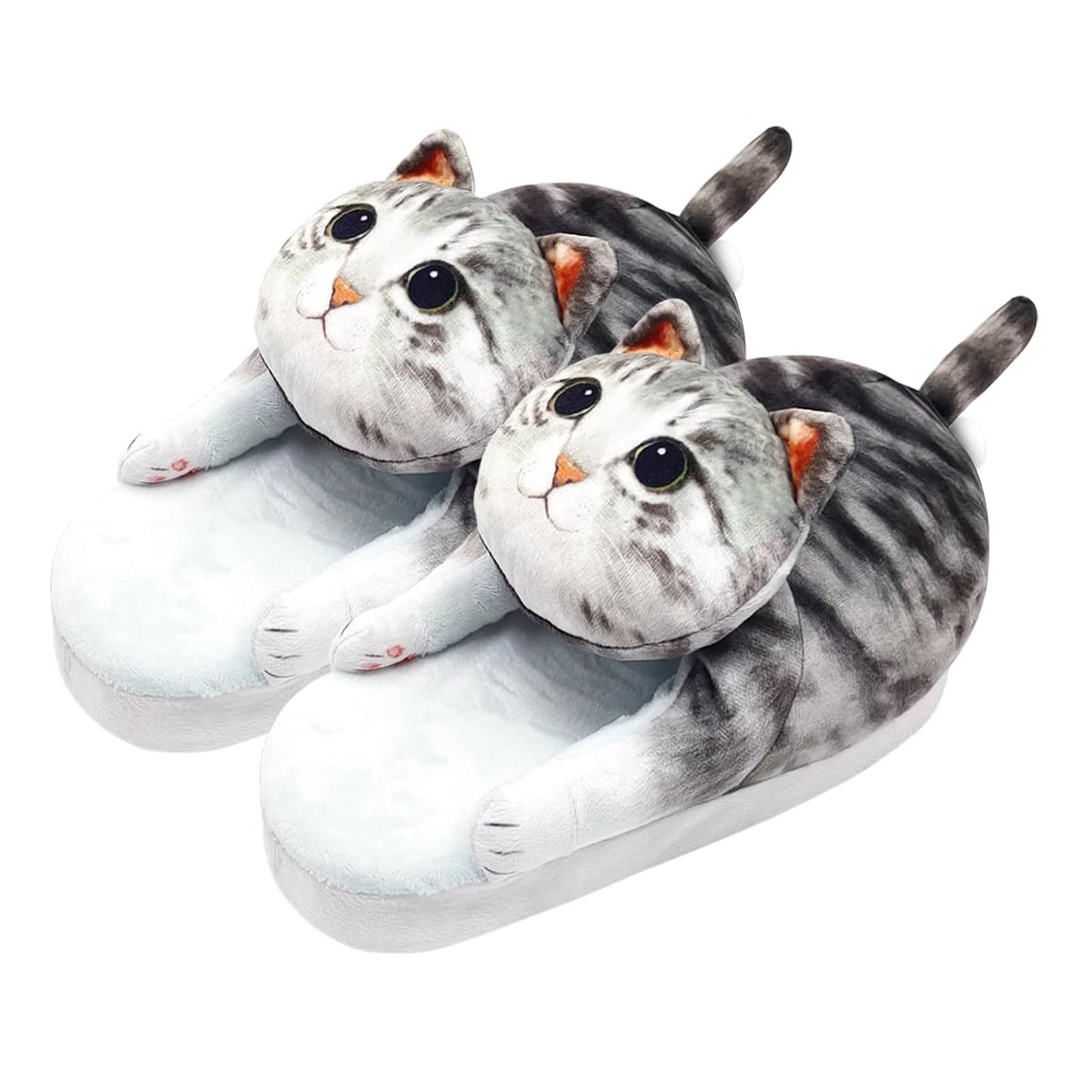 Infaccial Fuzzy Cat Slippers for Women Indoor and Outdoor,Funny Animal ...