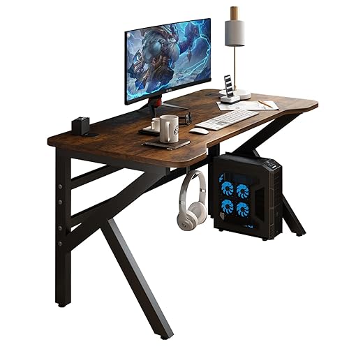 Gaming Desk 47 Inch K-Shaped Leg Computer Table,with Headphone Hook & 2 ...