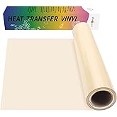 Amazon.com: HTVRONT Heat Transfer Vinyl Rolls - 12" x 20ft Cream Iron ...