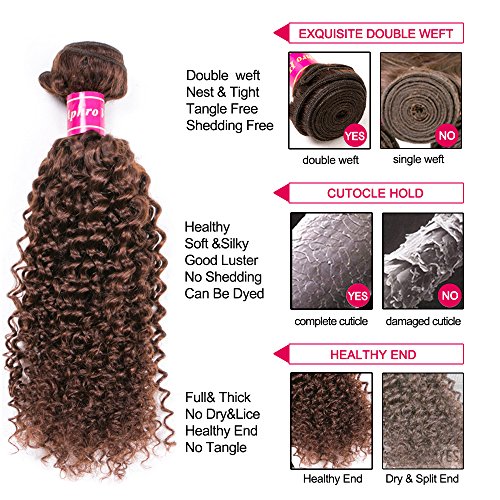 Aphro Hair Kinky Curly Brown Bundles Human Hair Brazilian Hair weave ...