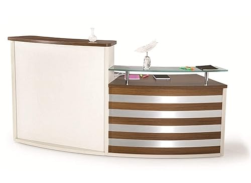 UGOS Modern Floating Glass Top Reception Desk w/Transaction Counter ...