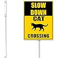 Amazon.com : Houseuse Cat Crossing Sign With Stake Slow Down Sign For ...