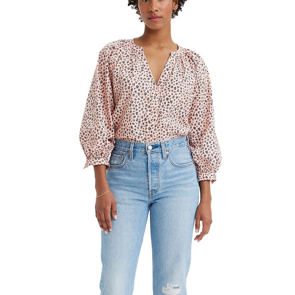 Size M--Levi's Women's Lainey Blouse, (New) Sabine Floral Strawberry ...