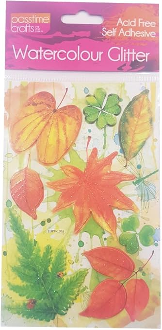 Passtime Crafts 3D Autumn Leaf Stickers with Glitter Accents - Pack of ...