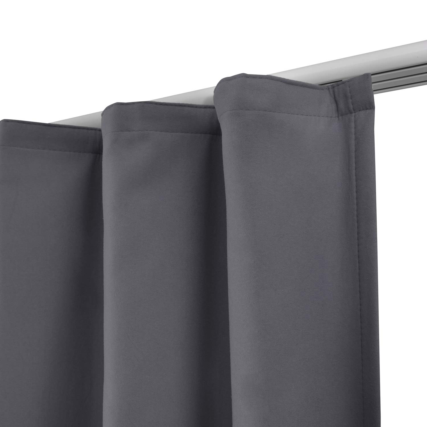 Beautissu Lot de 2 Rideaux thermiques Anthracite uni opaque à ruflette ...