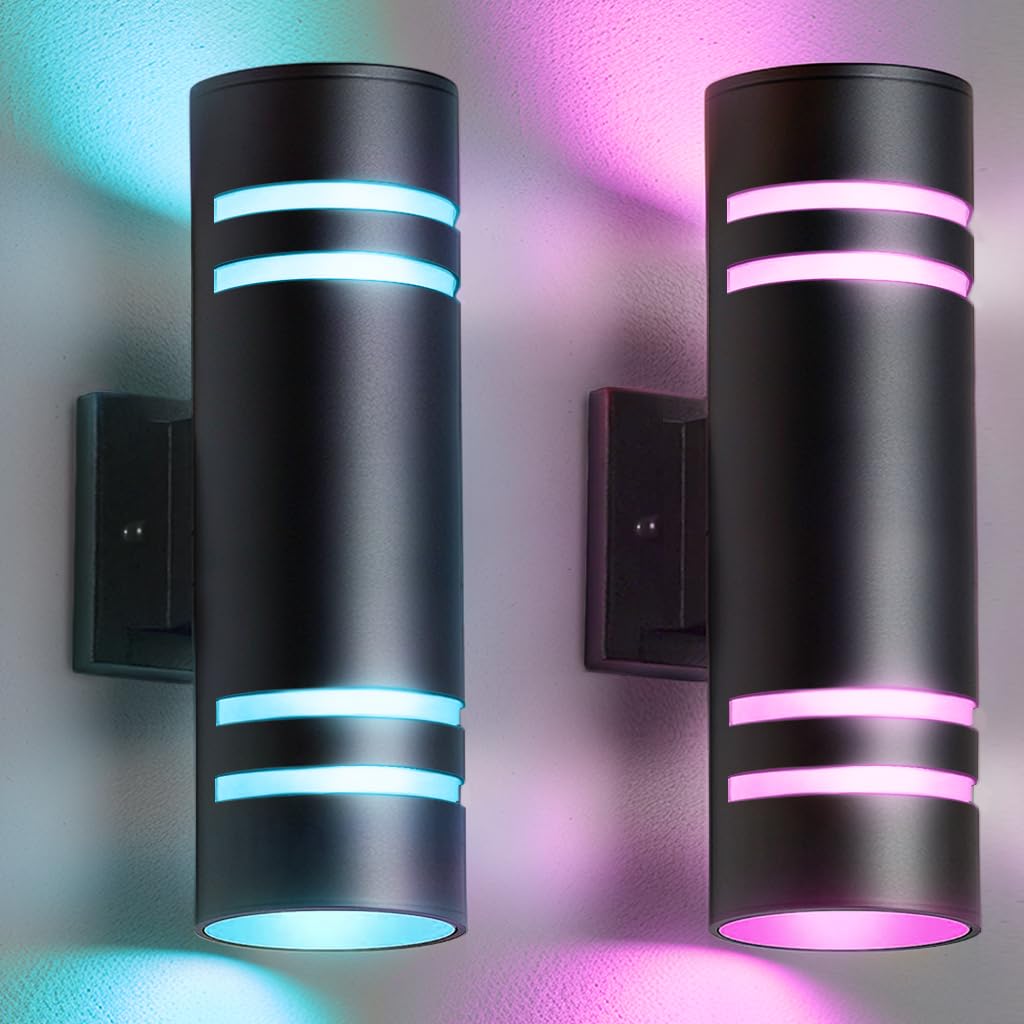 Mua KIZON Smart WiFi LED Outdoor Wall Sconce 2 Pack, Up and Down Lights ...