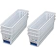 Amazon.com: Mainstays Slim Plastic Storage Trays Baskets in White- Set ...