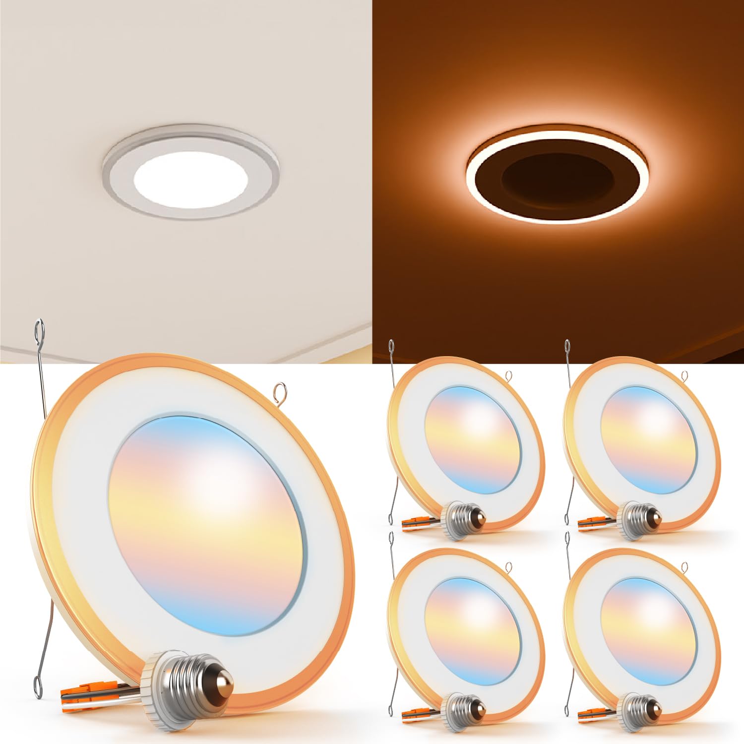 Sunco 6 Inch Can Lights for Ceiling LED, Flat Recessed Lighting with ...