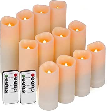 Amazon.com: Enido Flameless Candles Led Candles Battery Operated Candles Exquisite Pack of 12 ...