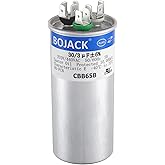 BOJACK 55+15 uF ±6% 55/15 MFD 370/440 VAC CBB65B Dual Run Start Round Capacitor for Condenser ...
