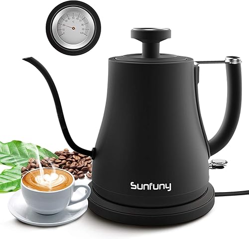 Electric Water Kettle with Thermometer, Gooseneck Boiler Coffee Brewing ...
