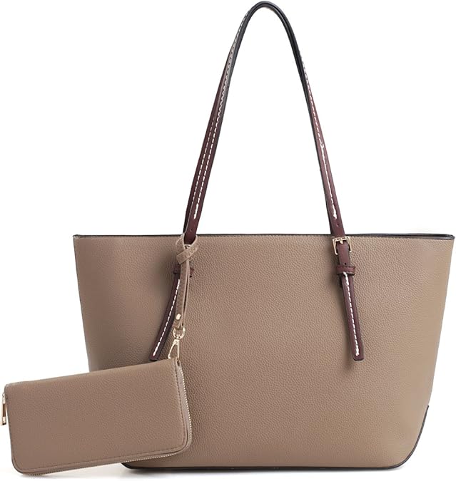 Amazon.com: DELUXITY Amber Zippered Tote Shoulder Bag with Matching ...