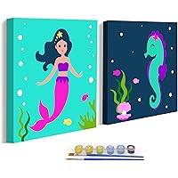 Amazon.com: 2-Pack Easy Paint by Numbers Kits for Kids, DIY Oil ...