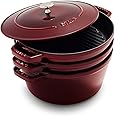 Amazon.com: Staub Cast Iron 4-pc Stackable Set - Grenadine: Home & Kitchen