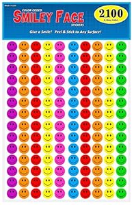 Amazon.com : Pack of 2100 Happy Face Smiley Stickers, 3/4" Round ...