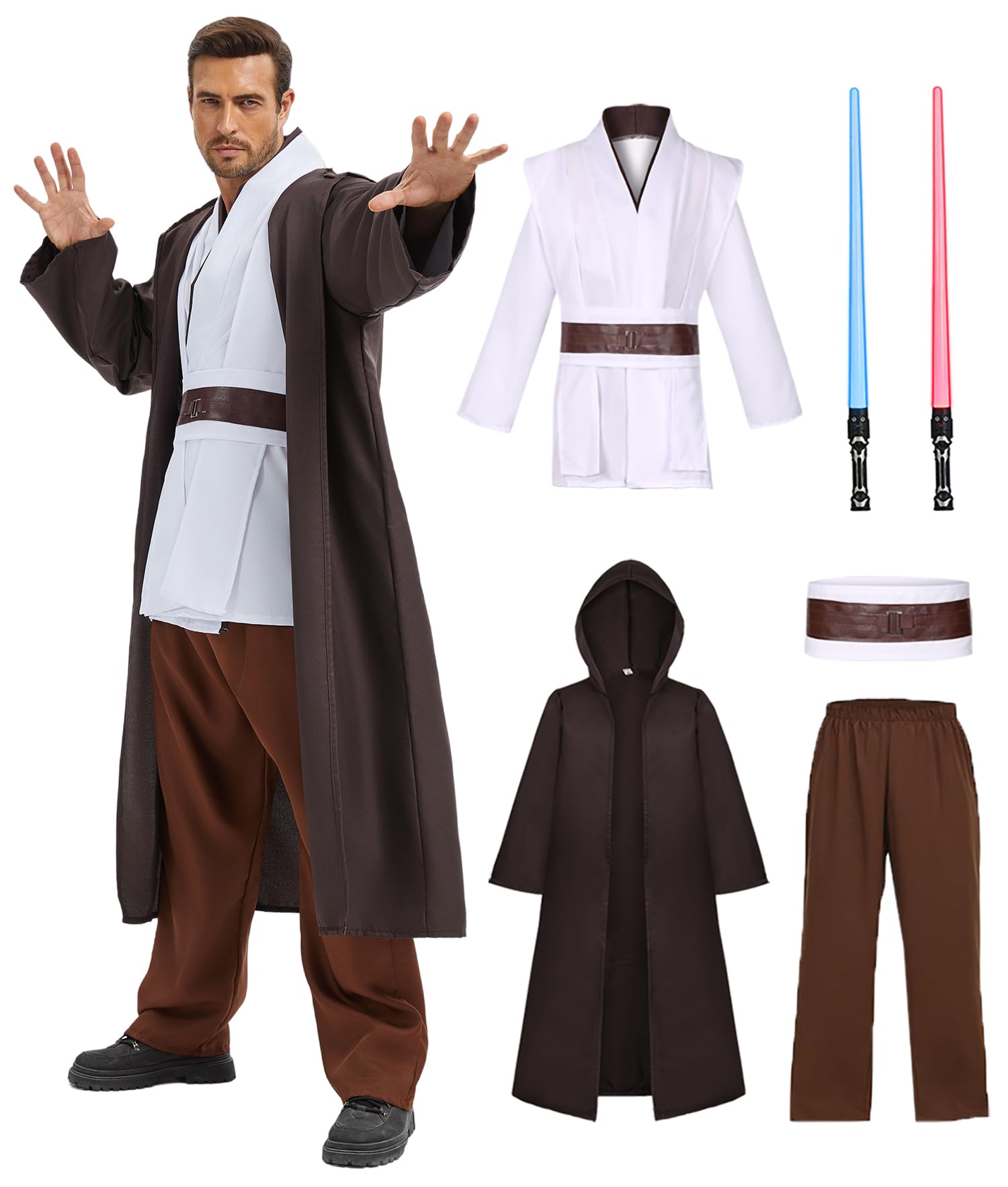 Jedi Costume Adult Mens Cosplay Anakin Skywalker Obi Wan Kenobi ...