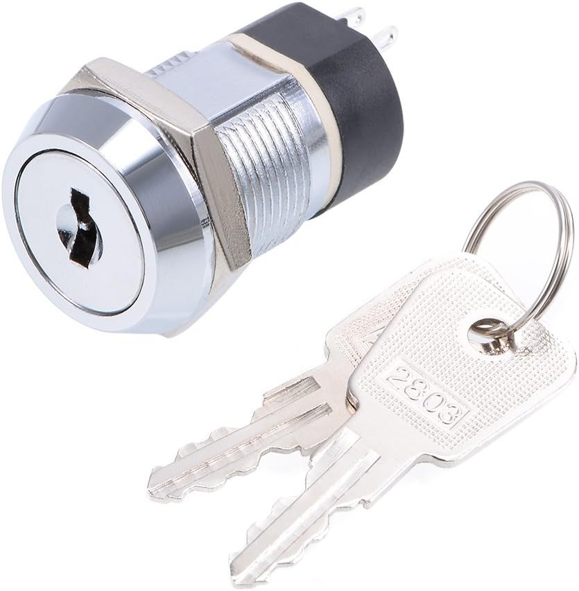 sourcingmap 19mm 2 Positions 2NO 2NC Electric Keylock Push Button Switch: Amazon.co.uk: DIY & Tools