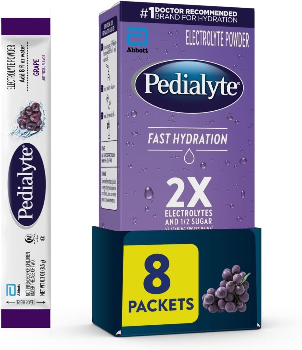 Pedialyte Fast Hydration Electrolyte Powder Packets, Grape, Hydration ...