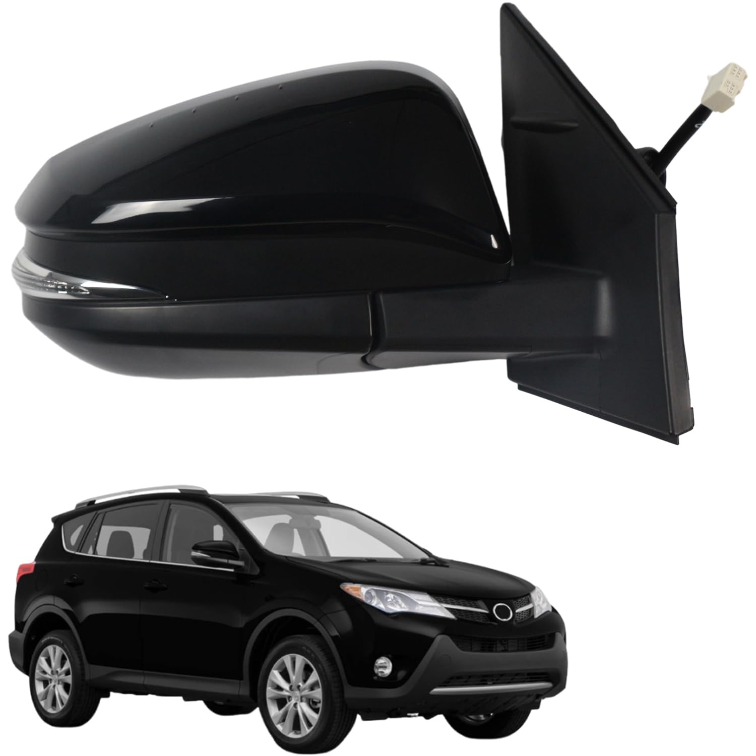 Marretoo for Toyota RAV4 Side Mirror BLACK, Passenger Side(RH) Assembly ...